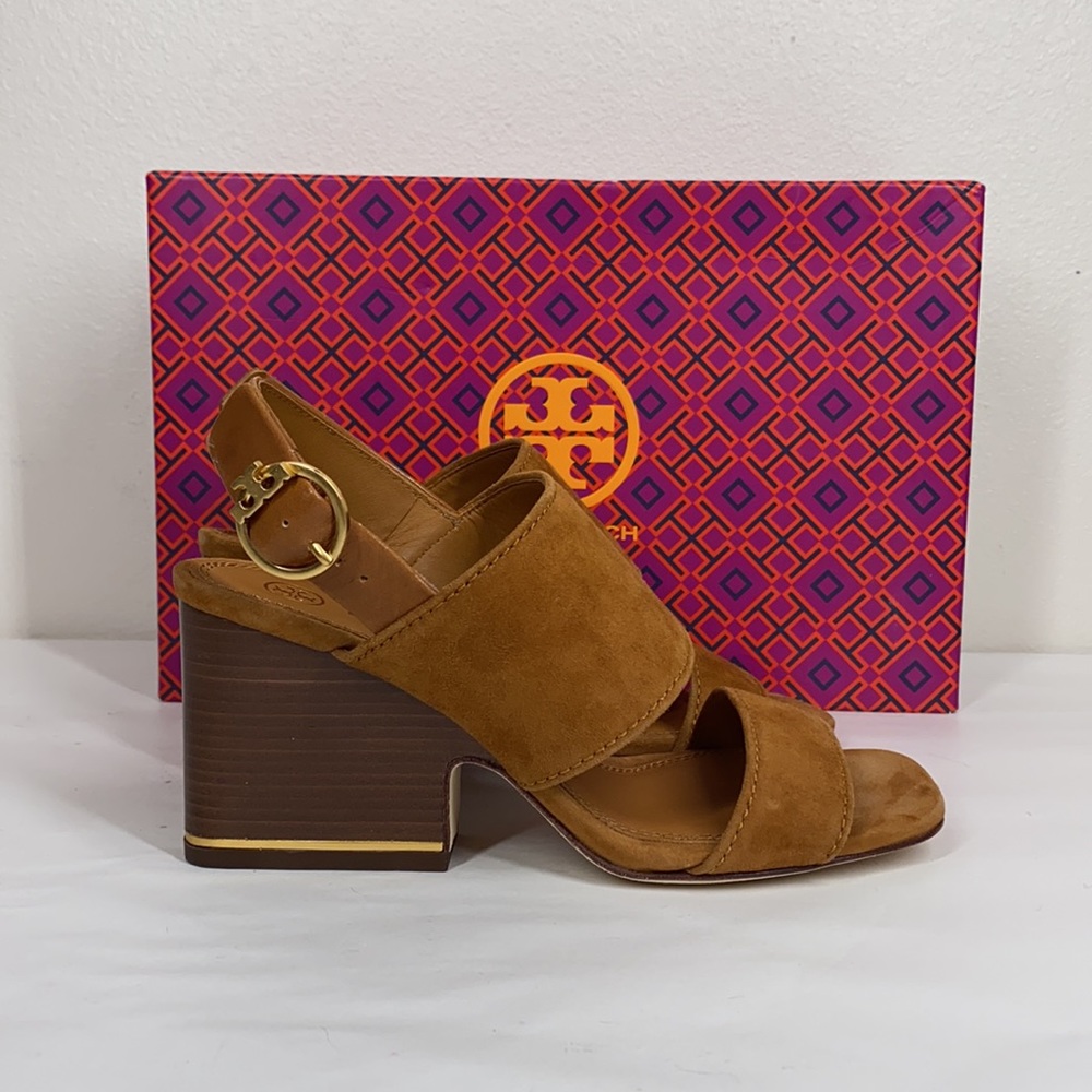 Tory Burch Shelby 75mm Block Heel Sandals Ambra Silk … - Gem